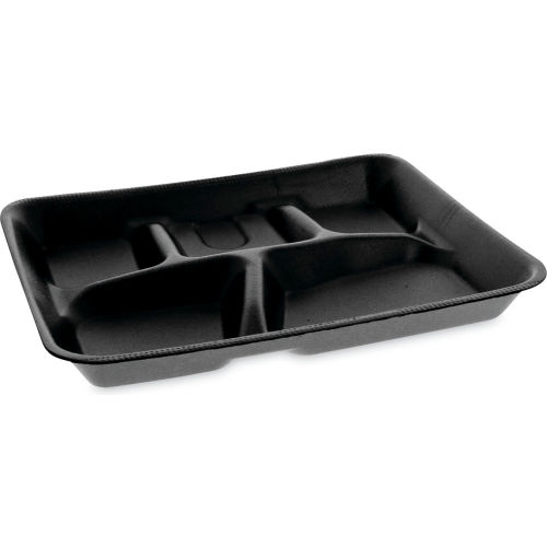 Pactiv Evergreen™ Foam School Tray w/ 5 Compartment, Black, Pack of 500
