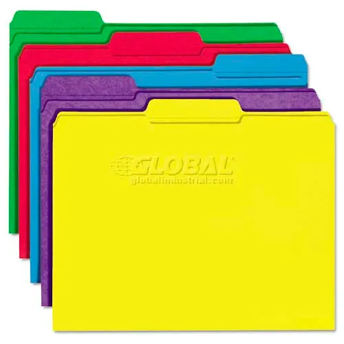 Universal® File Folders, 1/3 Cut Double-Ply Top Tab, Letter, Assorted ...