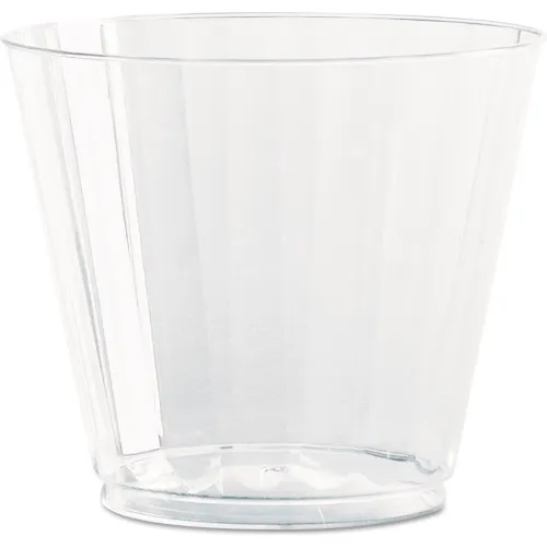 WNA Classic Crystal Plastic Tumblers, Fluted, Squat, 9 oz. Capacity ...