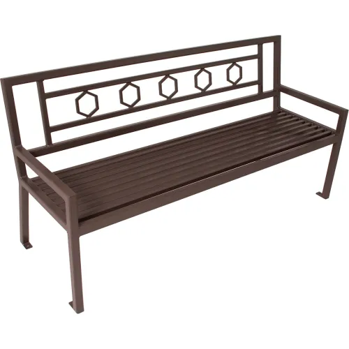UltraSite® Huntington 8' Bench with Back, Surface Mount, Brown