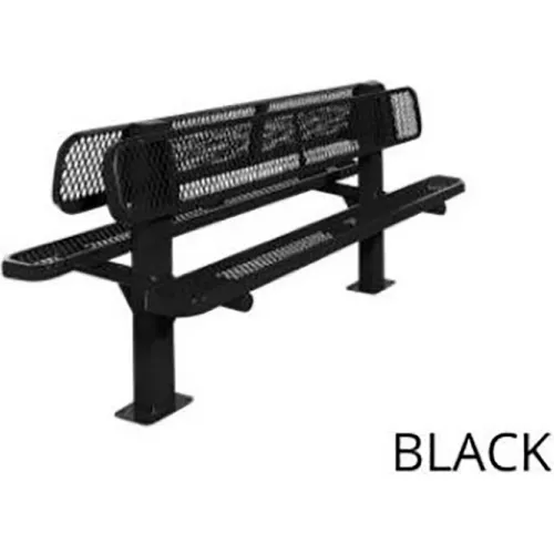 UltraSite® Double Sided Bench, Perforated Seat, Surface Mount, 8'L, Black