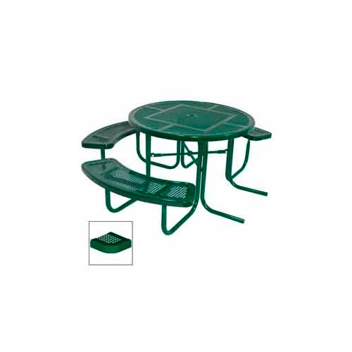 46" Round Picnic Table, ADA Compliant, Perforated Metal, Green