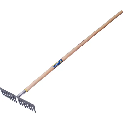 Surtek Straight Garden Rake, 14 Tine, 60"L Wood Handle
