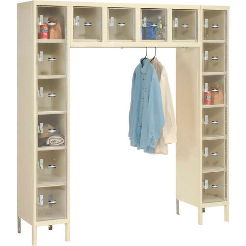 Global Industrial™ 16 Person Clear View Locker, 12"W x 18"D x 12"H, Tan ...