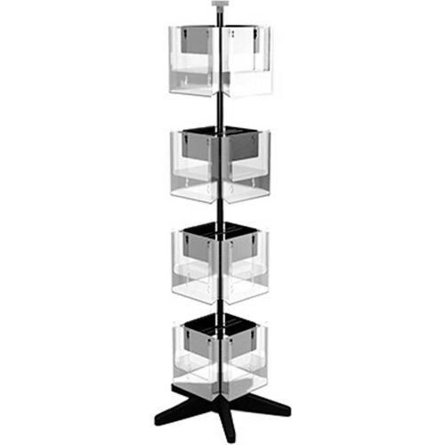 Rotating Literature Display w/ 16 Clear Pockets & Heavy-Duty Base, Black