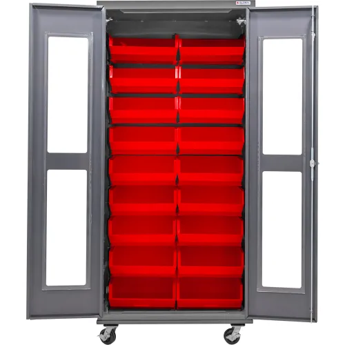 Global Industrial™ Clear-View Configurable Mobile Bin Cabinet, 36"W x ...