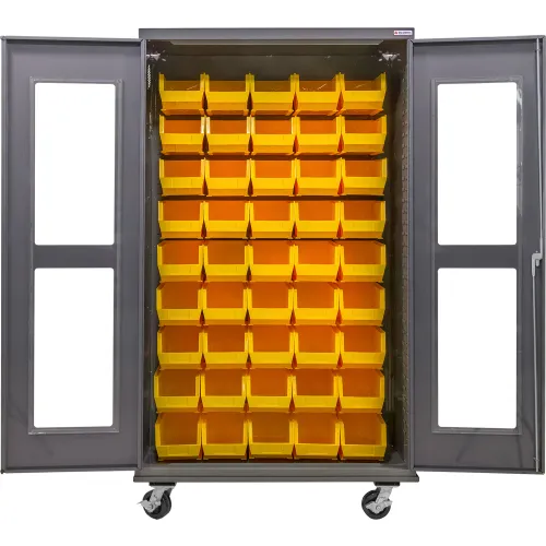 Global Industrial™ Clear-View Configurable Mobile Bin Cabinet, 48"W x ...