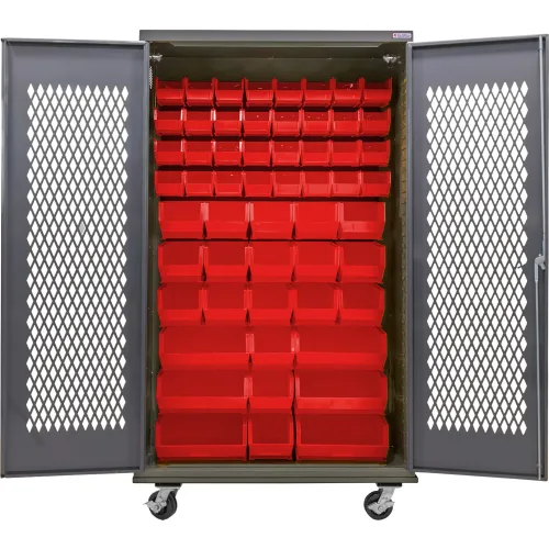 Global Industrial™ Configurable Ventilated Mobile Bin Cabinet, 48"W x ...