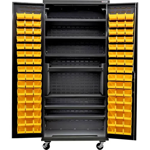 Global Industrial™ E-Locking Configurable Mobile Bin Cabinet, BLK, 36 ...