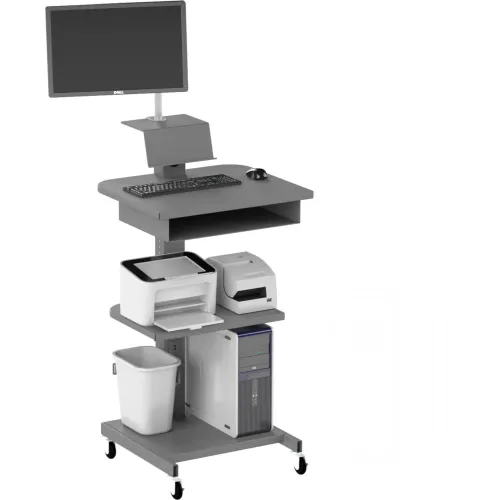 Valley Craft® Industrial Mobile Shop Tech Desk with Drawer & 3 Shelves ...