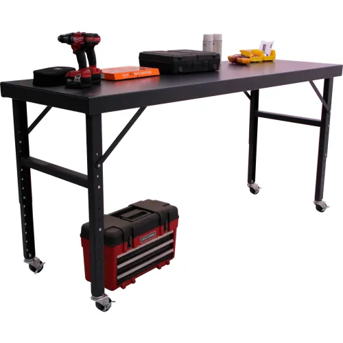 Valley Craft® Mobile Adjustable Height Workbench, 84 x 28", Steel ...