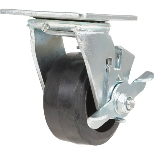 Vestil CST-VE Swivel Caster 4" Dia. x 2"W with Brake, Rubber, 440 lb ...