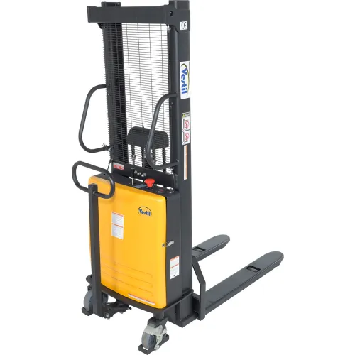 Vestil™ Steel Fixed Stacker with Powered Lift, 63" Lift, 2000 lb. Capacity