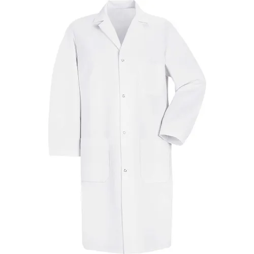 Red Kap® Men's Gripper-Front Lab Coat, White, Poly/Cotton, M