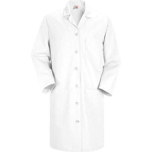 Red Kap® Women's Button Front Lab Coat, White, Poly/Combed Cotton, L