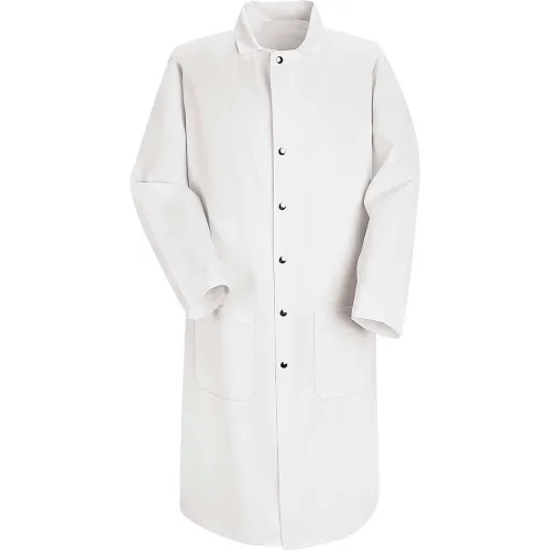 Red Kap® Full Cut Butcher Coat, White, Polyester/Cotton, L
