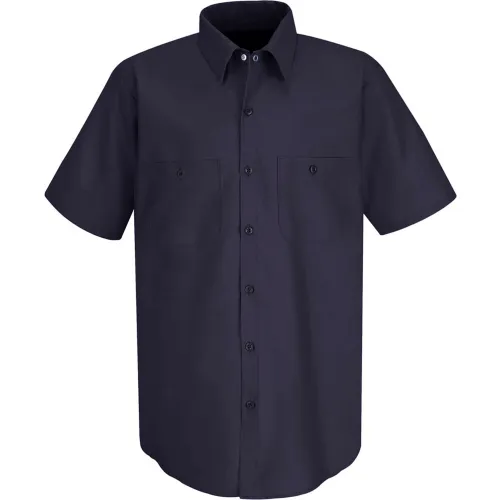 Red Kap® Men's Wrinkle-Resistant Cotton Work Shirt Short Sleeve S Dark ...