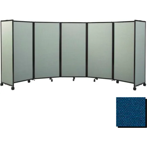 Portable Mobile Room Divider, 6'x25' Fabric, Navy Blue