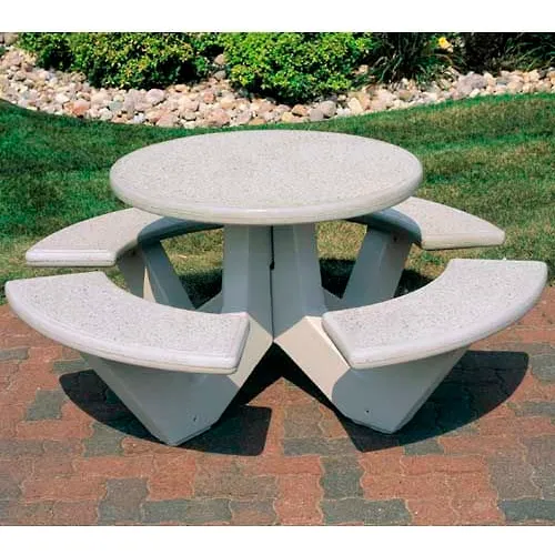 Wausau Tile 66 Concrete Round Picnic Table Gray