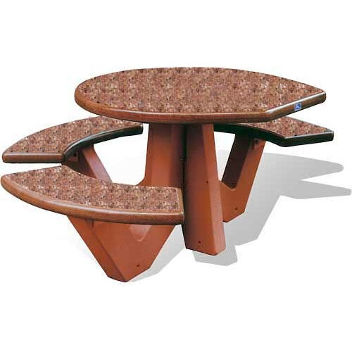 Wausau Tile® 66" Oval Picnic Table, Concrete, ADA Compliant, Red