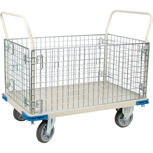 Wesco® Heavy Duty Wire Caged Platform Truck, 1100 lb. Capacity, 48"L x ...