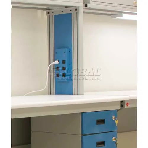 WSI C2 Series Electrical Box W/ 6 Outlets & 20 Amps Power, 5"W x 30"D, Blue