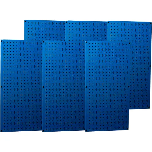 Wall Control Industrial Metal Pegboard, Blue, 96" X 32" X 3/4"