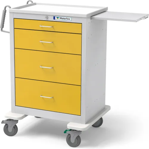 Waterloo Healthcare 4-Drawer Steel Tall Isolation Cart, Key Lock, Yellow