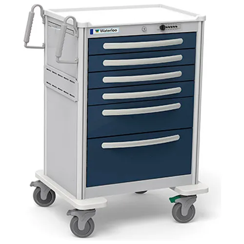 Waterloo Healthcare 6-Drawer Aluminum Tall Anesthesia Cart, Push Button ...