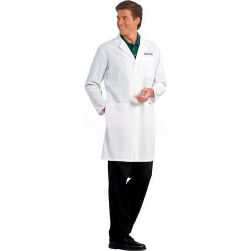 Fashion Seal Men's Lab Coat, 41"L, 100% Cotton, Size 44, White