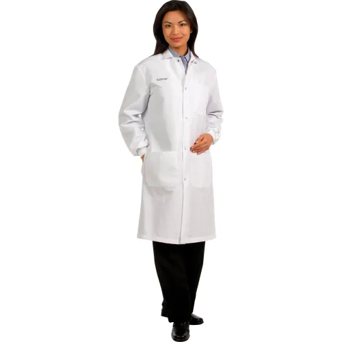 Unisex Snap Front Lab Coat, White, XL