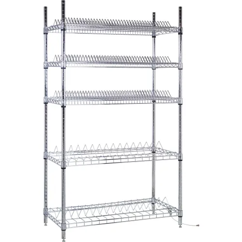 Quantum® 5 Shelf, Chrome 264 Reel Wire Shelving Unit, Starter, 36"W x ...
