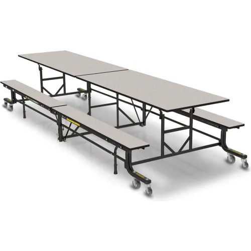 Global Industrial™ Mobile Cafeteria Table with Fixed Benches, 12'L x 27 ...