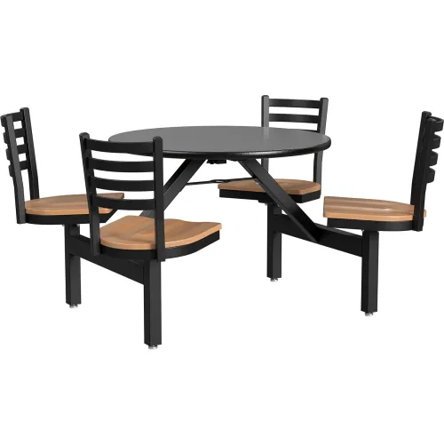 Global Industrial™ Round Cafeteria Table with Natural Swivel Stools, 36 ...