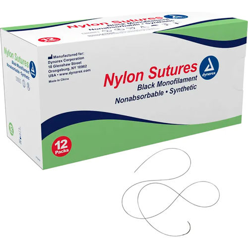 Dynarex 18"L Synthetic Non Absorbable Nylon Sutures C6 Needle, Black ...