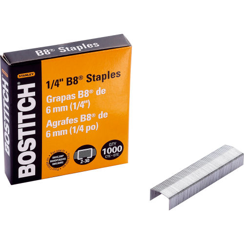 Bostitch B8® PowerCrown™ Premium Staples, 1/4" (6mm), 10000/Pack