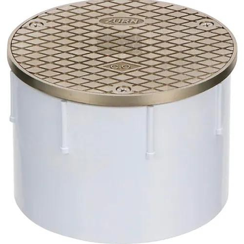 Zurn® 4" Dia. Round Adjustable Floor Cleanout, Nickel Top, PVC