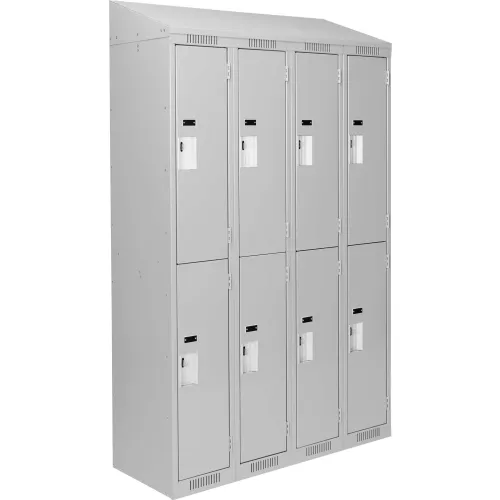 Anthony Steel Mfg. Clean Line™ 2-Tier 8 Door Locker, Slope Top, Gray ...