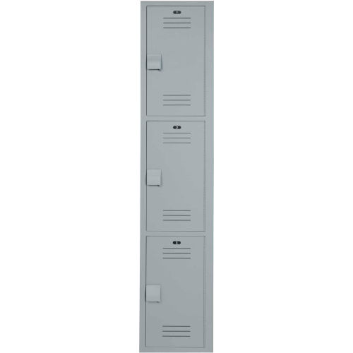Bradley 3-Tier 3 Door Lenox Plastic Locker, 12"W x 15"D x 20"H, Gray ...